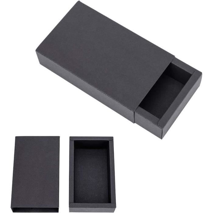 Petite Boîte En Papier, 10 Boîte En Carton Noir À Tiroir Pour Stockage ...