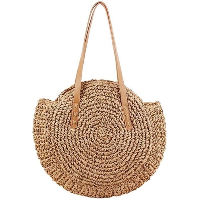 Sac De Plage Rond En Paille Pour Femme - Sac De Plage Portable Fait À ...