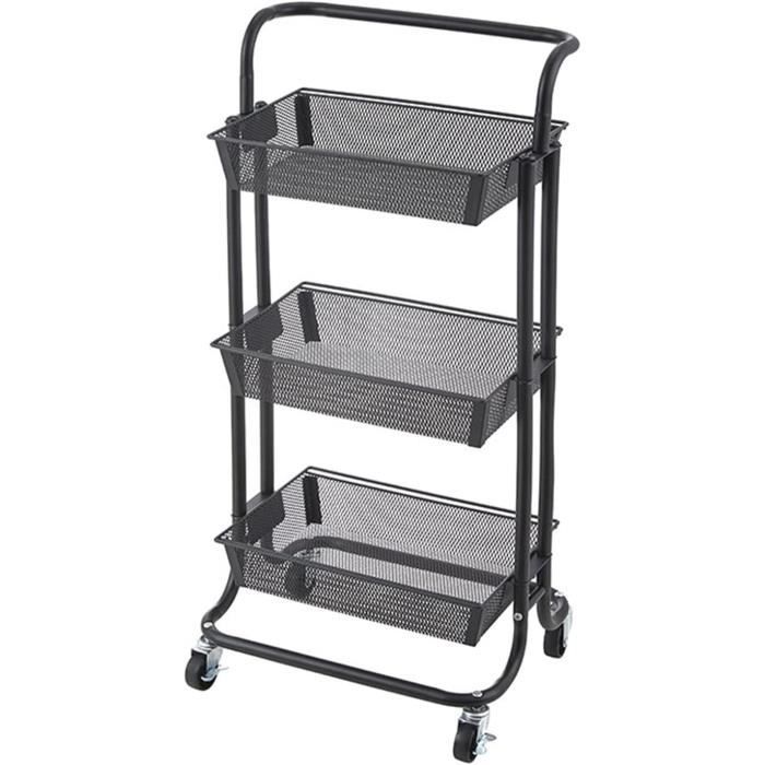 Chariot Roulant À 3 Niveaux, Chariot De Rangement De Cuisine Avec Roues ...