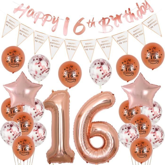 Ballon 16 Ans Anniversaire Fille Or Rose 16 Ans Déco Anniversaire Fille ...