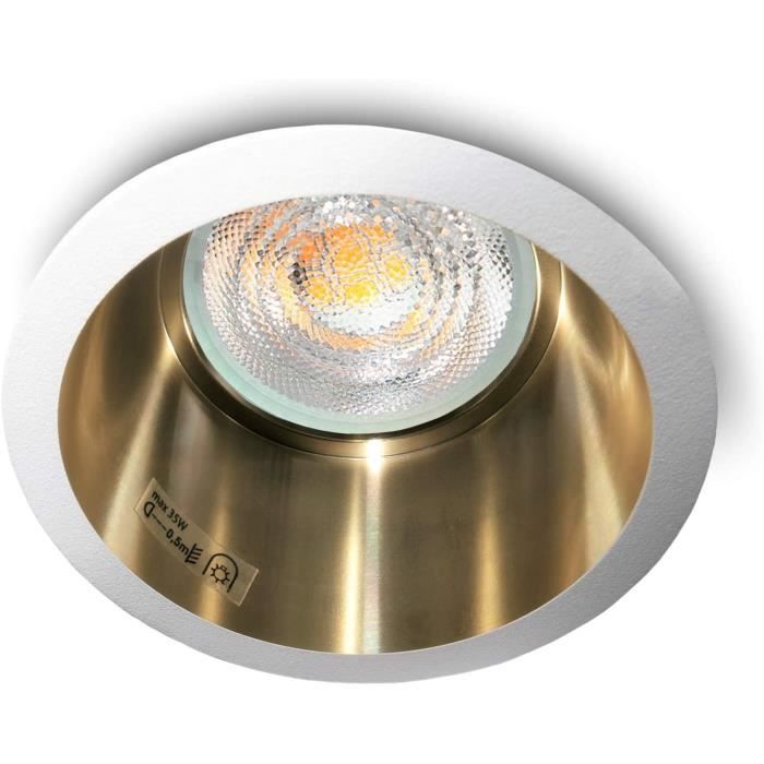 SANDY Spot encastrable rond blanc-doré avec 1 spot de plafond IP20 ...