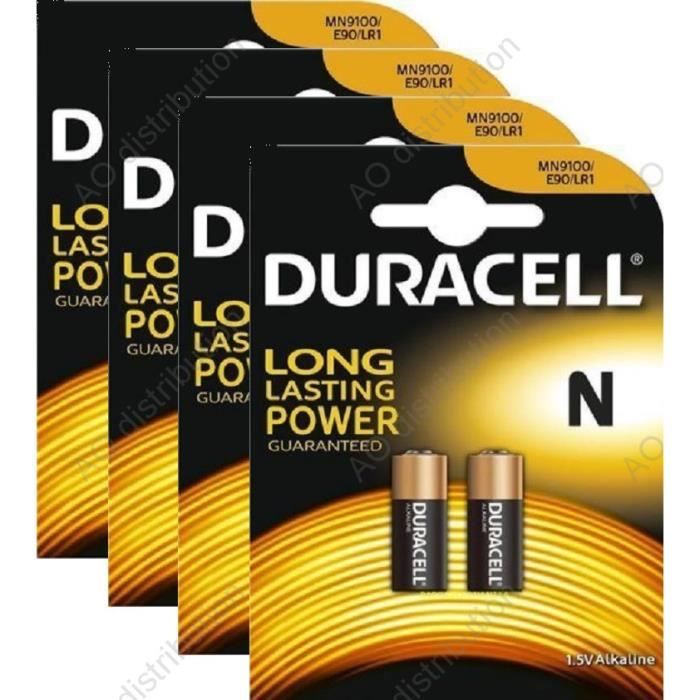 8 X Piles DURACELL N / MN9100 / LR1 / E90 Alcaline 1,5V (Sous Blister ...
