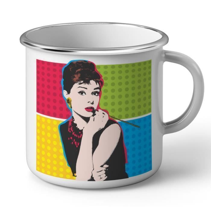 Mug en Métal Emaillé Audrey Hepburn - Star Holywood - Pop Art - Fume ...