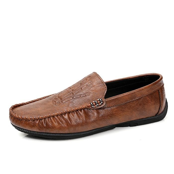 Mocassin Homme - Cuir Marron - CY-5003 Marron - Cdiscount Chaussures