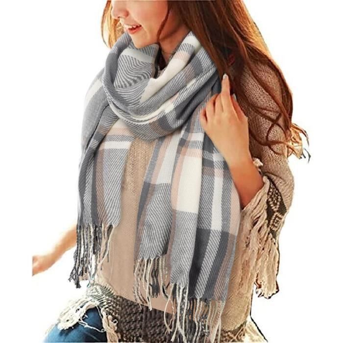 Grande Taille Femme Homme Echarpe Hiver Chaud En Cachemire Imitation ...