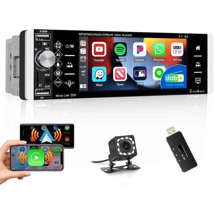 Dab-Dab+ Autoradio 1 Din Carplay Sans Fil Android Auto Wireless Eq Fm ...