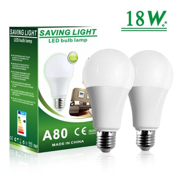 Ampoule LED E27 18W Équivaut Ampoule à 100W, 1800LM lumière Blanc 6500K ...