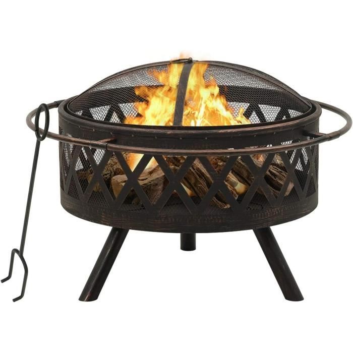 Chusui Brasero Rustique avec étireur 76 cm XXL en acier, Brasero de ...