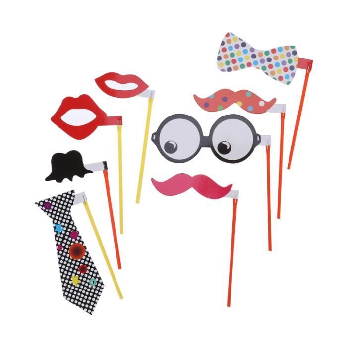 8 PCS Party Drôle Photo Booth Props Barbes Lèvres Rouges Lunettes ...