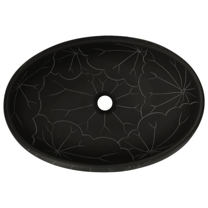 Vasque à poser noir ovale 59x40x15 cm céramique - VGEBY - Type 5112 ...