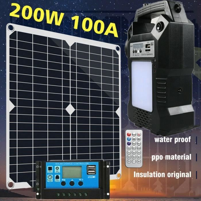Kit Panneau Solaire 200W 100A 12V Chargeur de Batterie avec Contrôleur + Générateur de Puissance ...