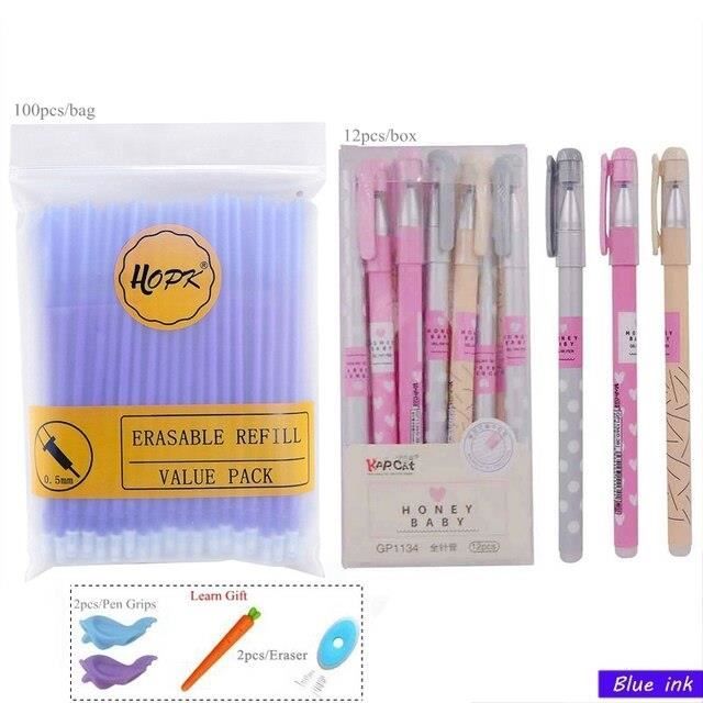 STYLO,K-Set-blue ink--Stylo à Gel effaçable, 100 + 12 pièces-ensemble ...