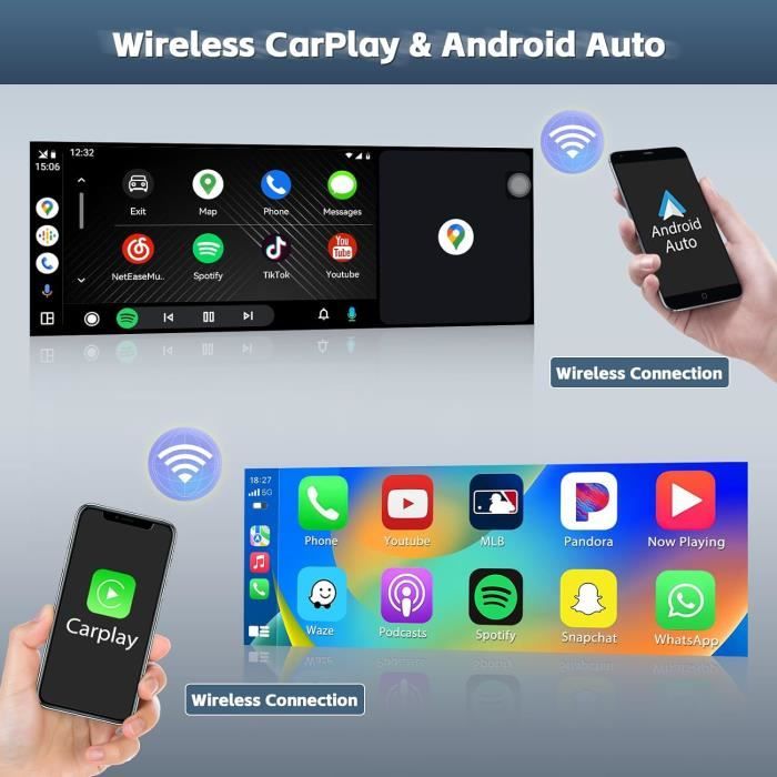 Dab-Dab+ Autoradio 1 Din Carplay Sans Fil Android Auto Wireless Eq Fm Am Rds, Poste Radio ...