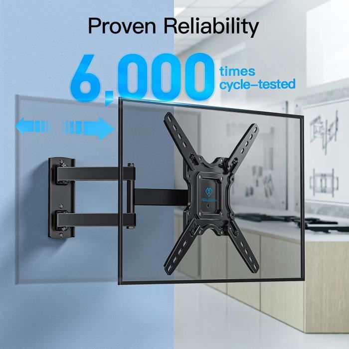 Support Mural Tv,Inclinable Orientable Fixation Extensible Support Tv Pour Écrans 26-60 Pouces ...