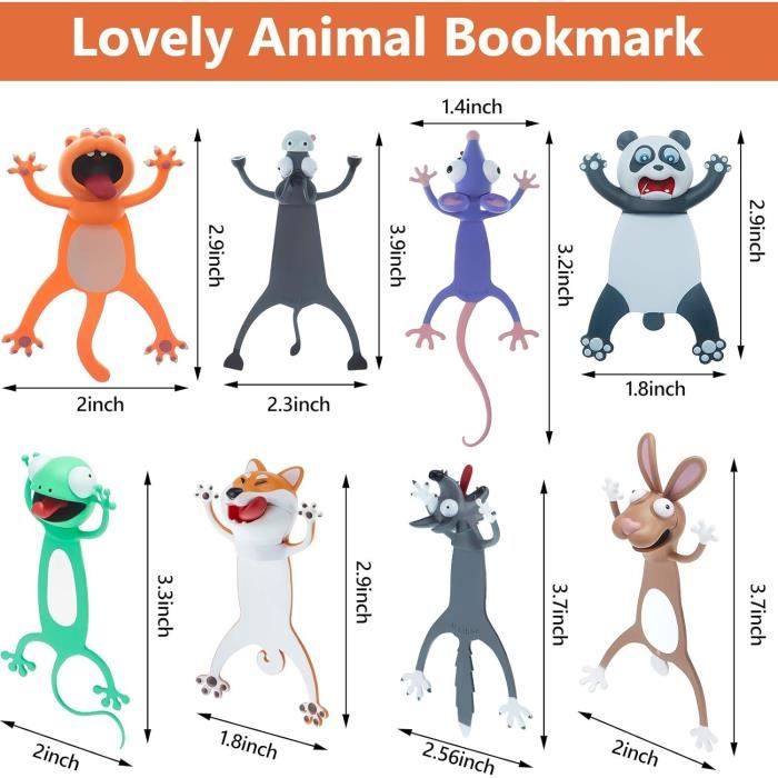 Ensemble de 8 Pièces Signets Animaux de Dessin Animé 3D pour Enfants ...