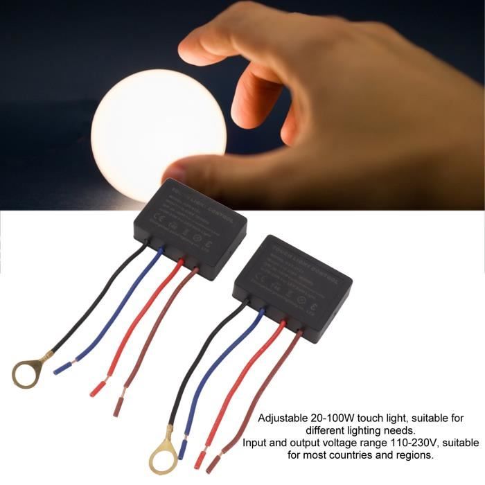 Tbest Variateur 3 Voies Tactile KSY 413A, 20‑100W, Lampe Incandescente ...