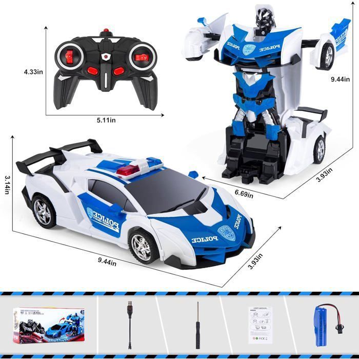 Voiture Transformable Télécommandée,Rotation à 360°,Robot Jouet ...