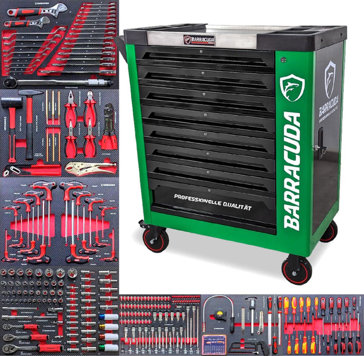 BARRACUDA TOOLS Servante d'atelier Rock PRO+ 8 tiroirs avec 7 outillés ...