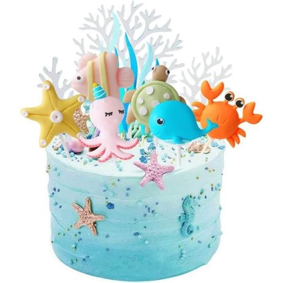 11Pcs Océan Gâteau Topper,Animaux Océan Décorations De Gâteaux,Océan ...