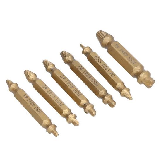 Cikonielf Extracteur dde vis 6 pièces dissolvant de boulon à vis cassé Ti en acier à grande ...