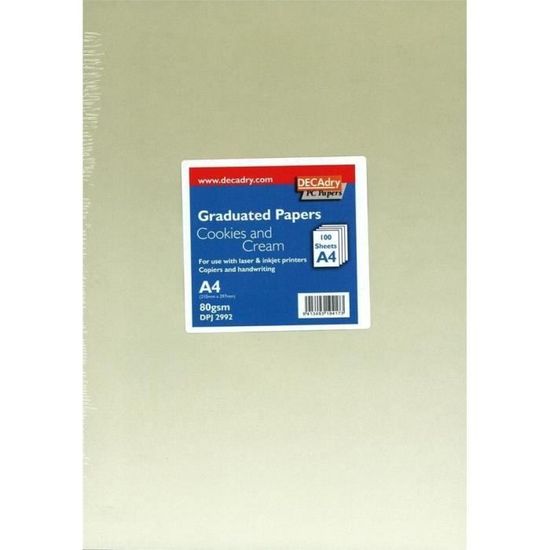 Papier DECAdry Cookies et Crème Gradué A4 pour écrire et projets d'art ...