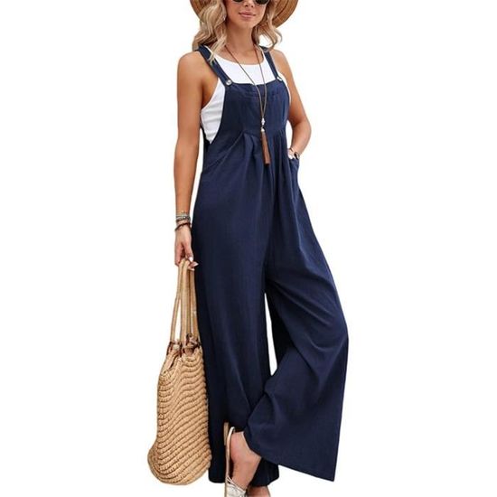 Salopette Pour Femme Combinaison Jambes Larges Poches Et Bretelles Salopette Pour Femme Combinaison Jambes Larges Poches Et Bretelles