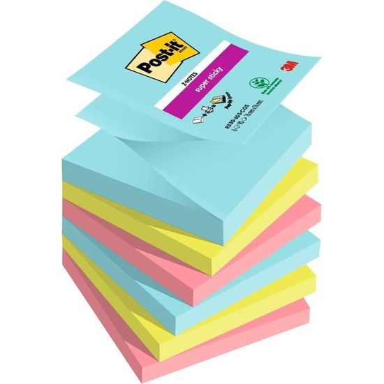 Z-Notes Post-it Super Sticky, Couleurs Cosmic, 76mm x76mm, 90feuilles ...