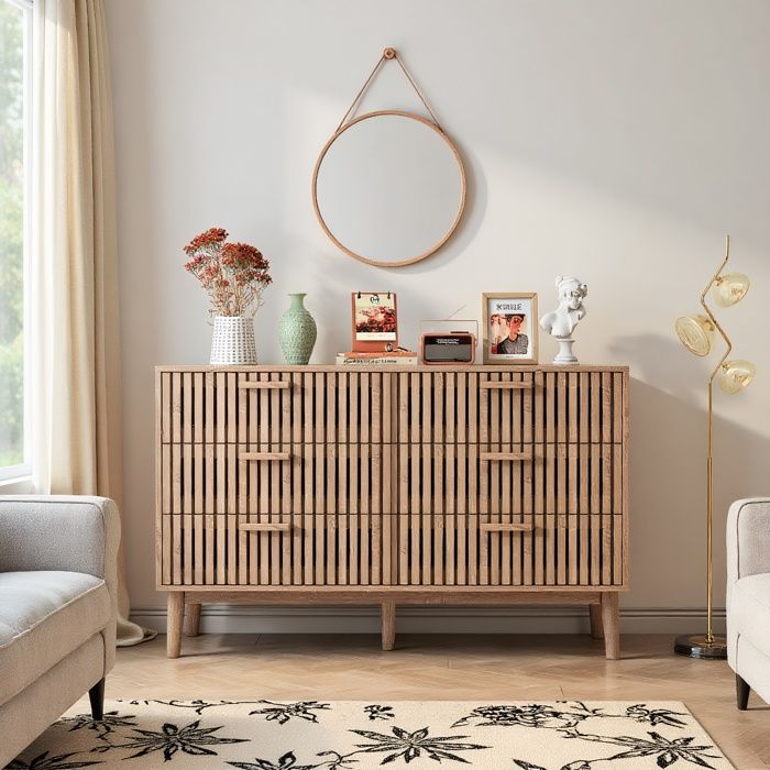 Commode - LEWW - 6 tiroirs - Design élégant - 3 niveaux - Grand de ...