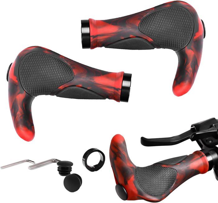 Poignée VTT Rouge Sonwaha Poignee Velo Poignées de Guidon de Vélo ...