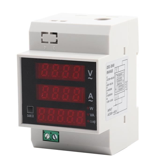 Compteur d'énergie numérique Rail Din LED Active Power Factor Compteur ...
