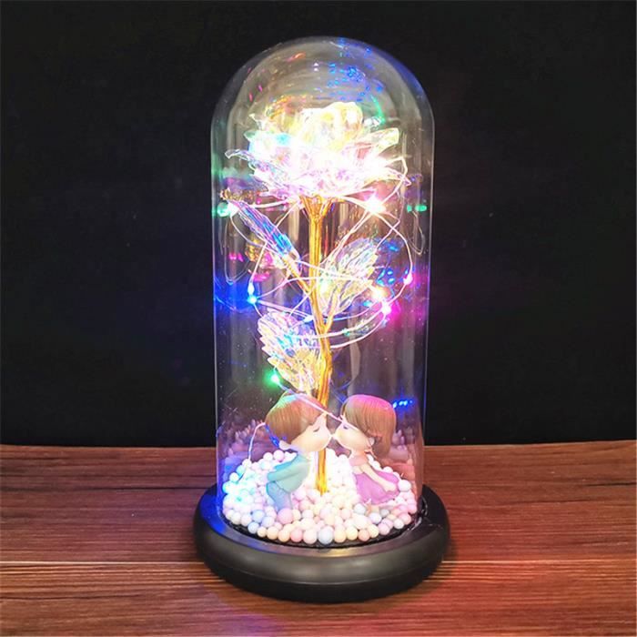 Lampe Led Rose Éternelle En Feuille De Verre, Décoration Pour La Maison ...