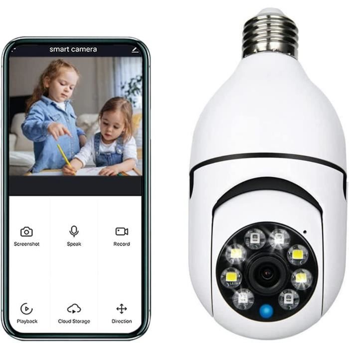 Caméra Ampoule WiFi, Vision Nocturne À 360 Degrés, Détection De ...