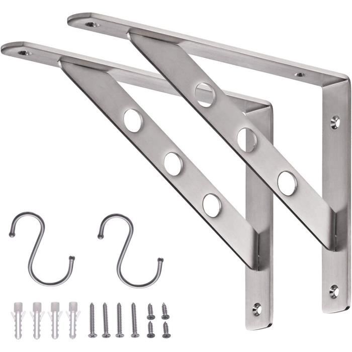 AJW-Equerre Etagère Murale Inox Support d'étagère 250x180mm Supports ...