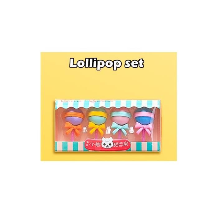 Lollipop set -Lot de 4 gommes à crayon en caoutchouc pour enfants et ...