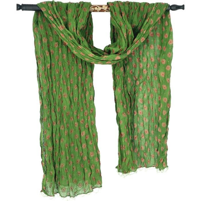 Foulard Indien En Coton Léger Avec Imprimé Doré - Pour Homme-Femme ...