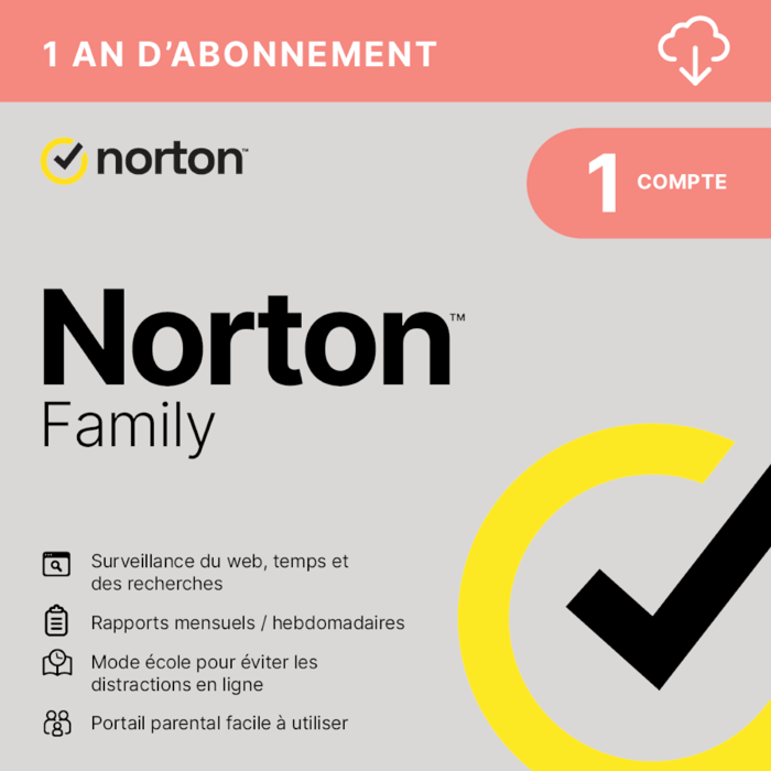 Norton Family pour 1 compte - Abonnement de 1 an • Code d'activation à ...