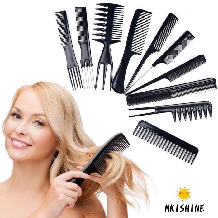 Kit de Peignes de Coiffure en Plastique - MKISHINE - 10 Pièces ...