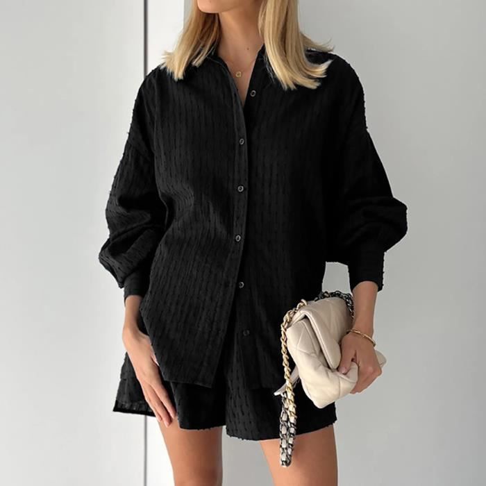 Ensemble Chemise et Short Décontractés pour Femme,Chemisier Blanc ...