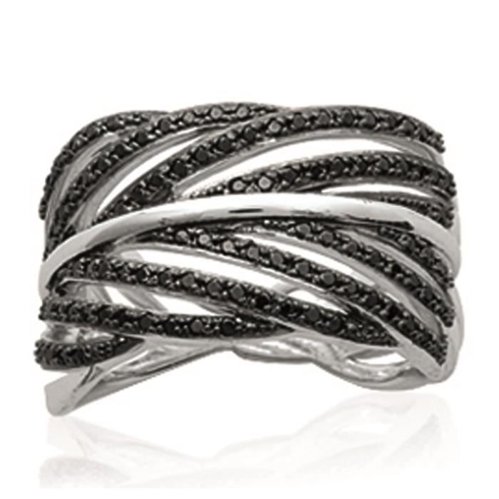 Bague Argent 'Les Ailes d'Ange' noir argenté (rhodié) - 19 mm [M5561] Gris - Achat / Vente bague ...