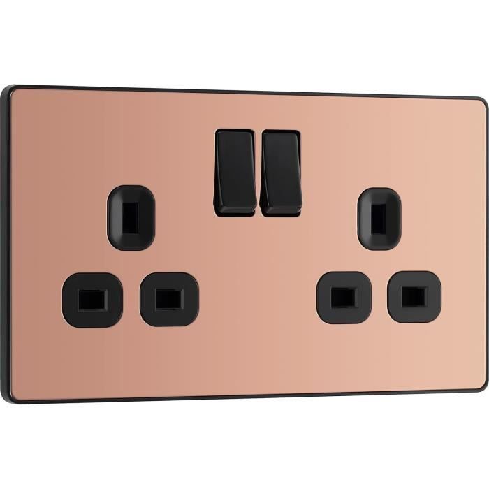 Bg Evolve Prise De Courant Double Interrupteur En Cuivre Poli 13 A[b813 ...