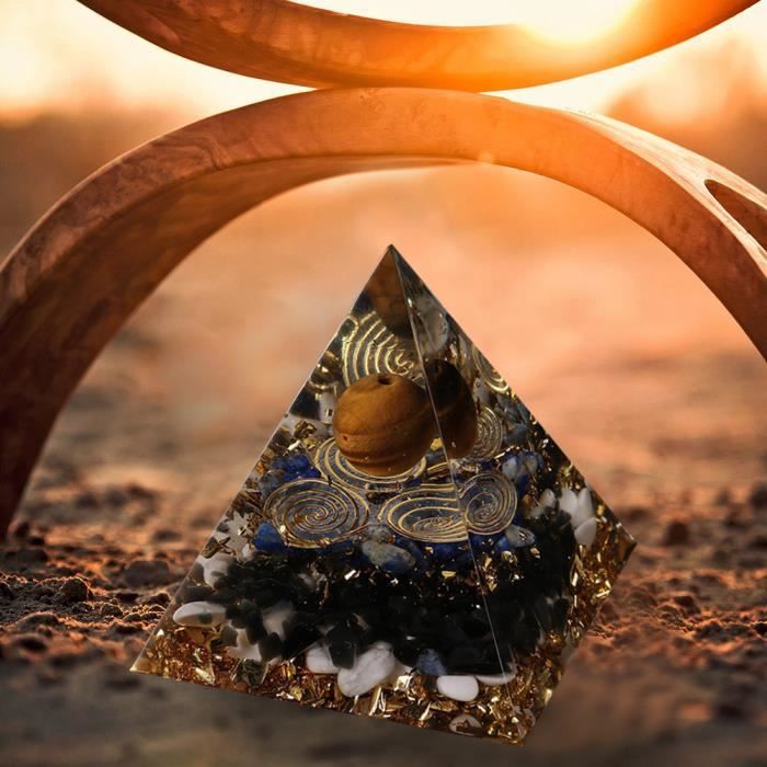 OBJET DECORATIF,14--Sculpture pyramide'énergie en Orgonite, cristaux de ...