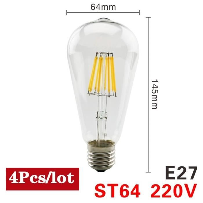 AMPOULE LED,ST64 E27-6W-Pas de-Warm white--Ampoule à LEDs, à Boule de Verre en Forme de Bombes ...