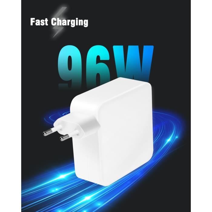 Chargeur Mac Book Pro, Chargeur d'ordinateur Portable 96W, Adaptateur ...