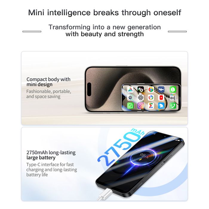 AIEK XS18 Pro Max 4G Smartphone 4.5 pouces 2GB+16GB Avant 200W Arrière ...