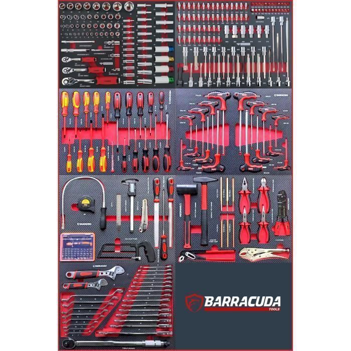Servante d'atelier - Barracuda Tools - Rock PRO+ - 8 tiroirs - 7 outils ...