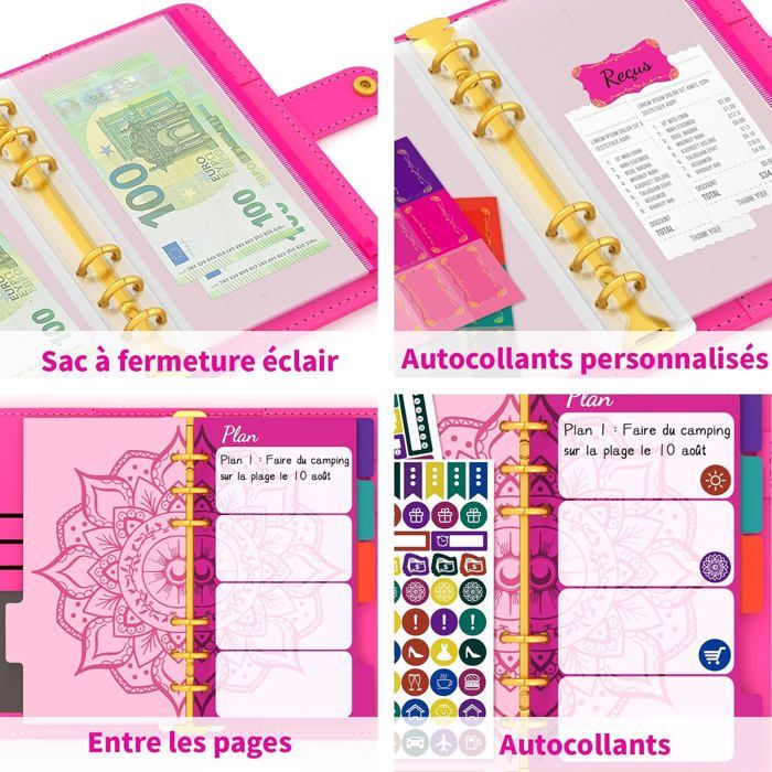 Rose Classeur Budget Francais A6 Enveloppe Budget Planner - Carnet ...