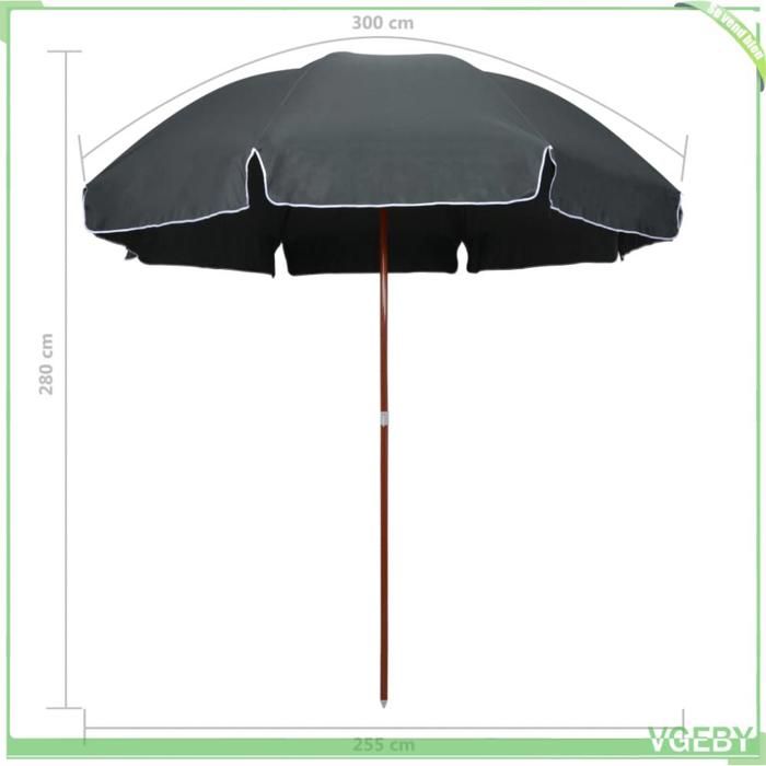 Parasol de jardin - FAFEICY - 47806 - 300 cm diamètre - Mât acier ...