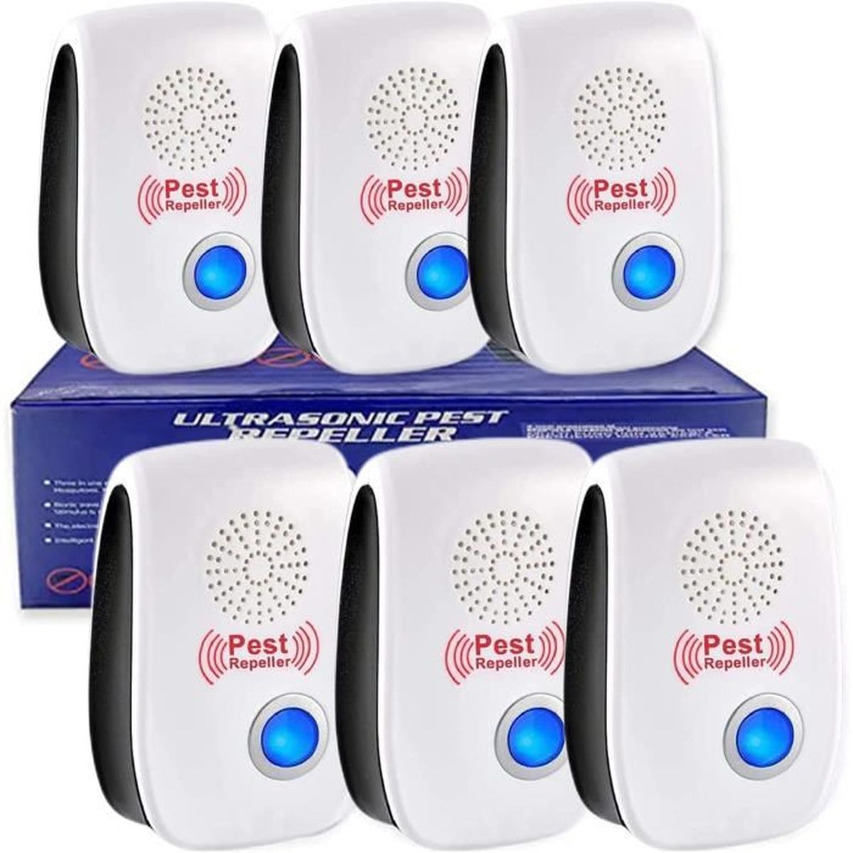 Répulsif Ultrason Anti-Rongeurs Insectes, 6 Pack Répulsifs à ultrasons ...