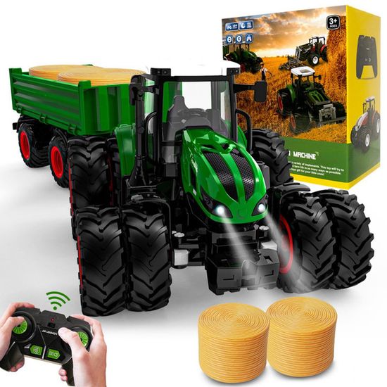 Tracteur RC Tracteur télécommandé avec remorque, tracteur jouet à partir de 3 ans Tracteur ...