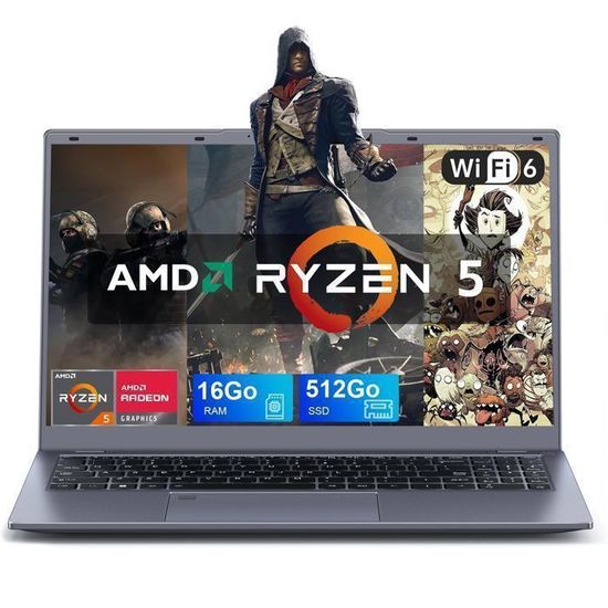 PC Portable,AMD Ryzen5 5500U(6C-12T, jusqu'à 4,0 GHz) 16Go DDR4,512Go ...